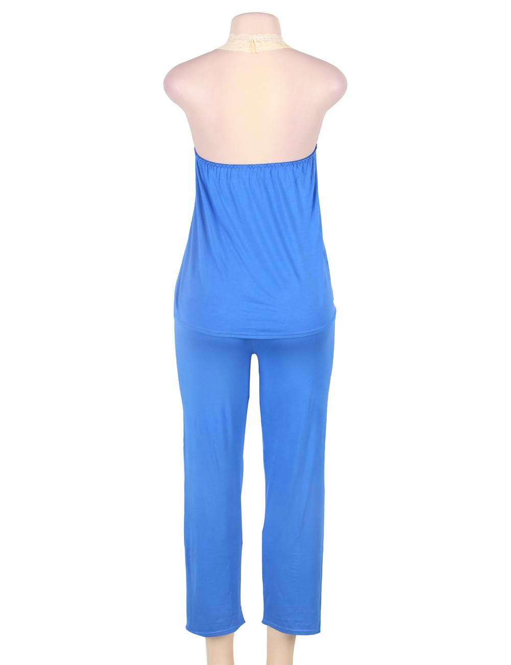 Sexy Plus Size Blue Lingerie With Halter Top & Lace Trim From China