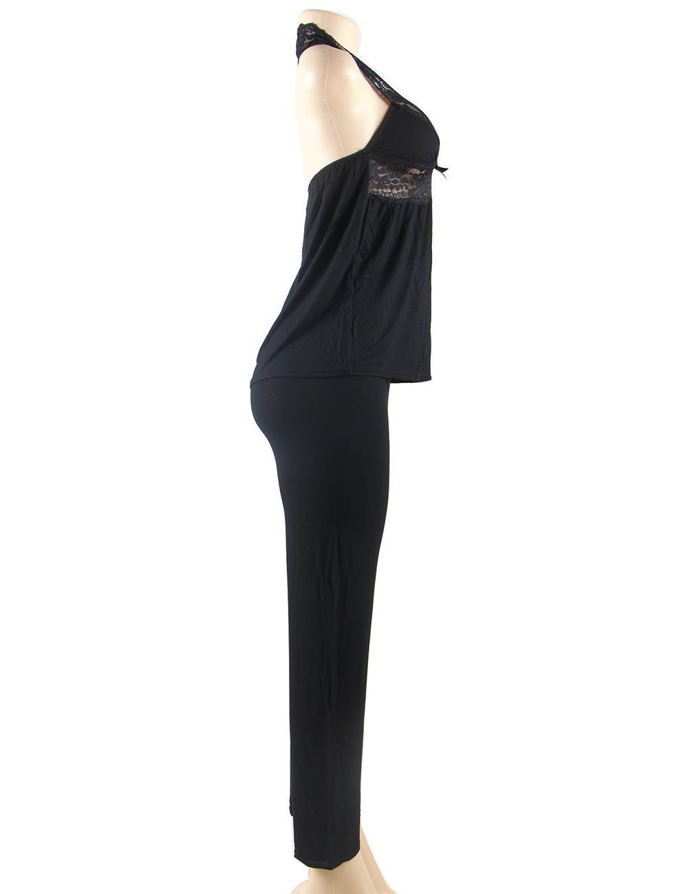 Wholesale Black Plus Size Lingerie With Halter Top & Pants