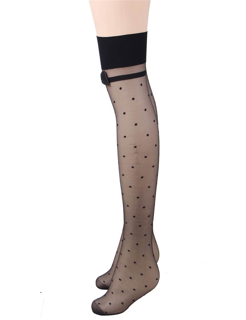 Jacquard Bow Tie Black Spot Stockings | Ohyeahlady