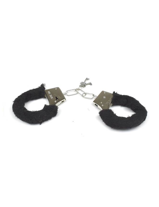 Black Adult Soft Steel Fuzzy Furry Cuffs Working Metal Handcuffs | Ohyeah