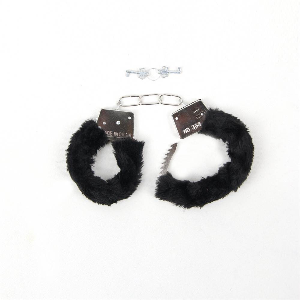 Black Adult Soft Steel Fuzzy Furry Cuffs Working Metal Handcuffs | Ohyeah