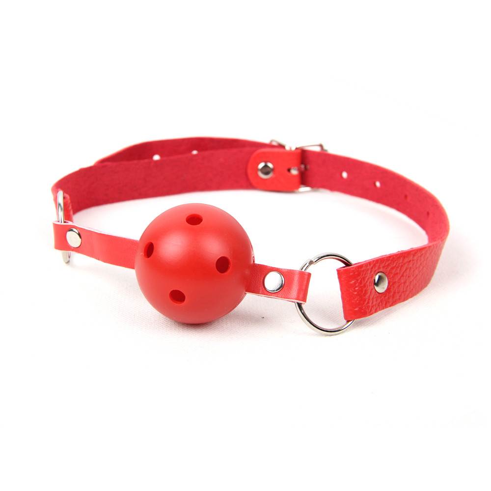 Red Soft Open Breathable Leather Mouth Ball Gag SM | Ohyeah