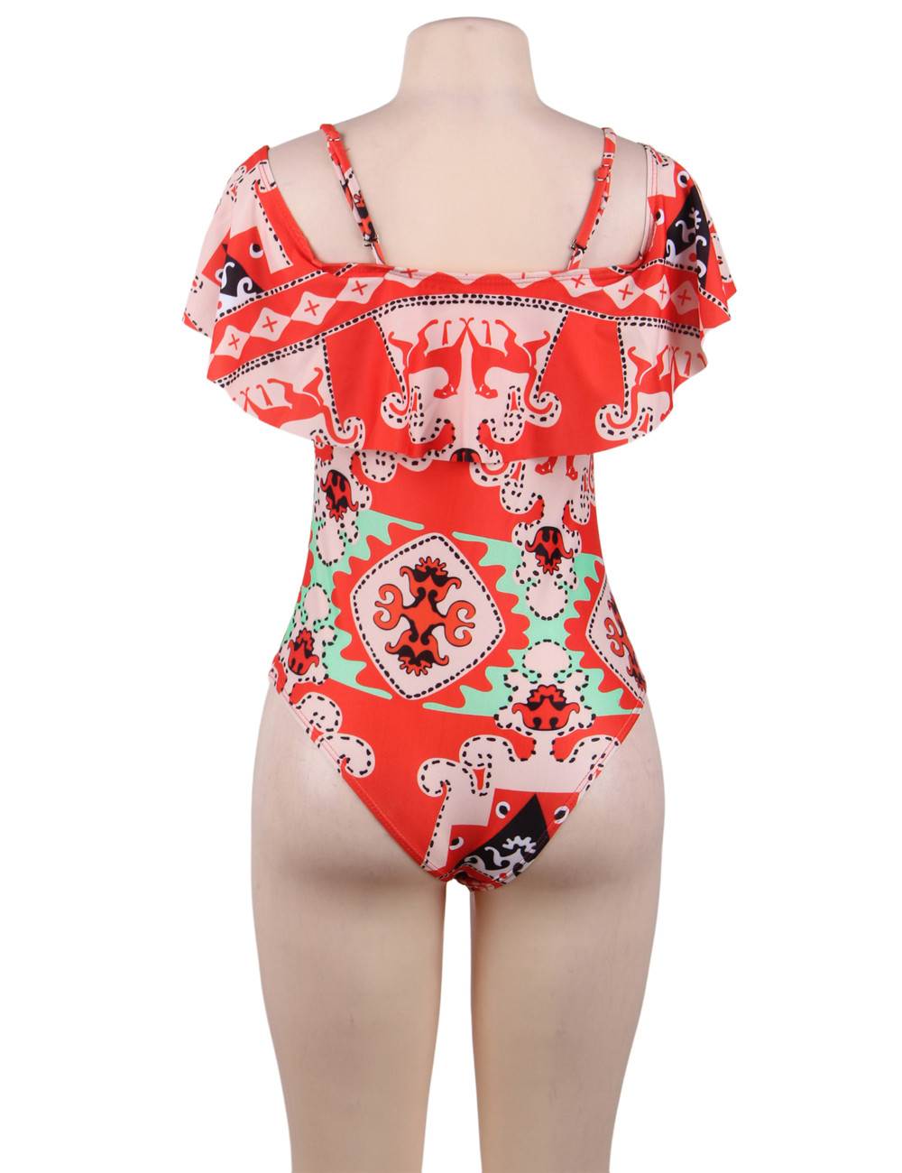 Floral Print Red Sexy Ruffled Summer One Piece Swimsuit Ohyeah