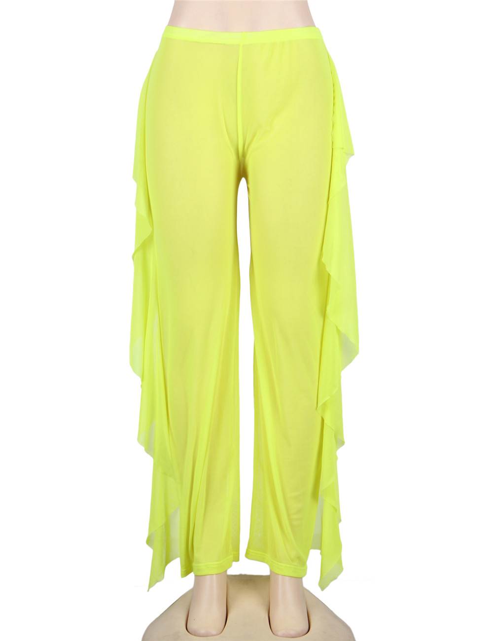 Fashionable Women Side Ruffle Pants High Waist Stretch Fit Pants | Ohyeah