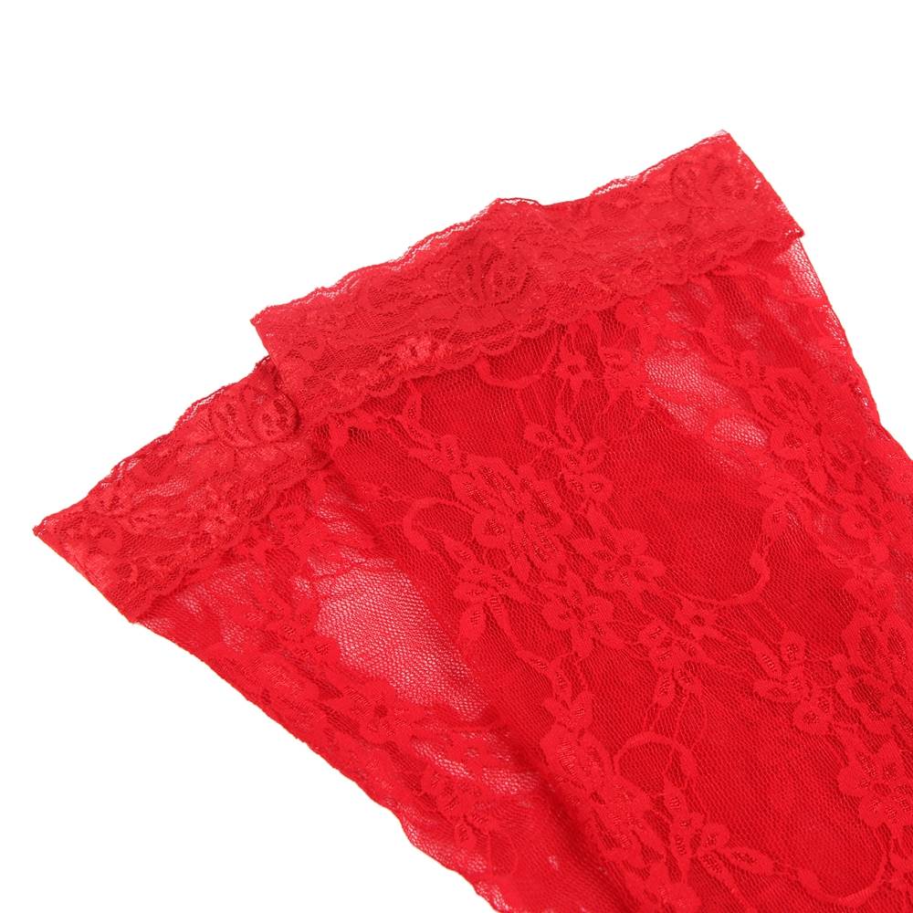 Sexy Halter V Neckline Red Lace Teddy with the Stocking